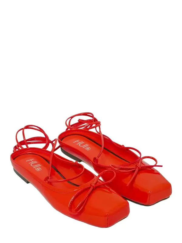 HUI MILANO Square-toe Tie-fastening Pumps - Red