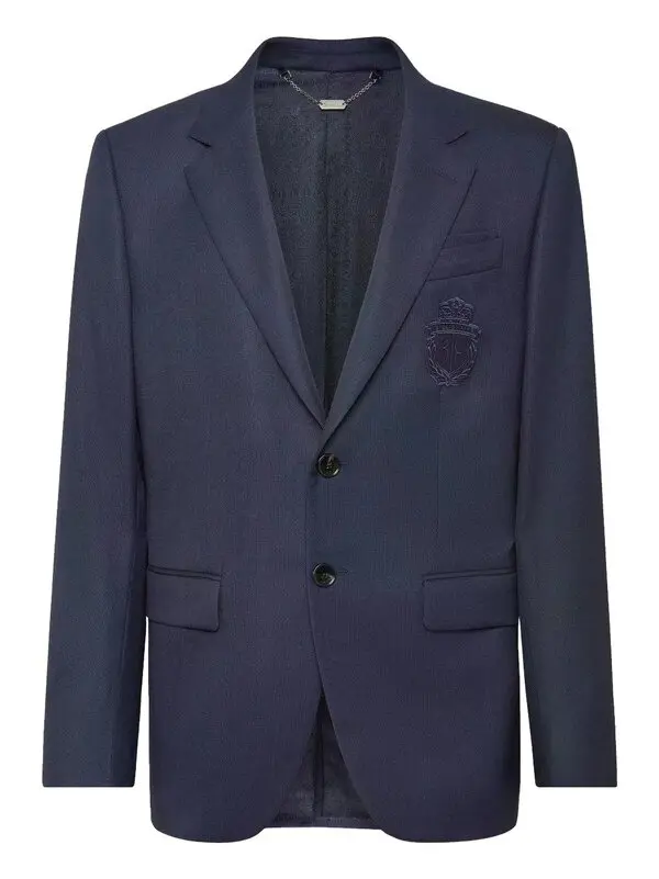 BILLIONAIRE Embroidered-logo Blazer - Blue