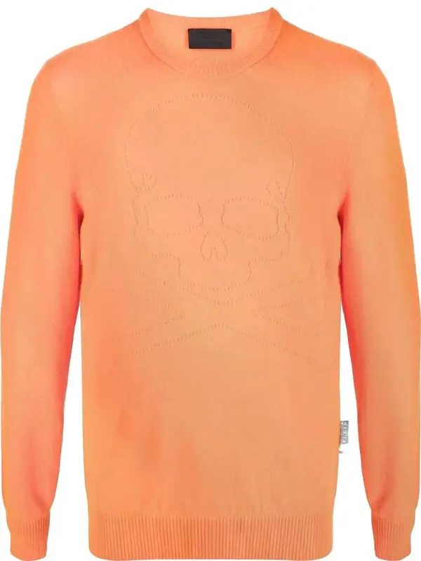 Philipp Plein Fine-knit Skull-motif Jumper - Orange