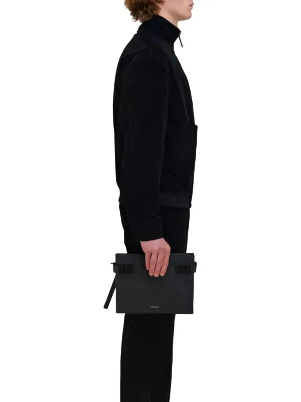 FERRAGAMO Gancini Buckle Clutch Bag - Black