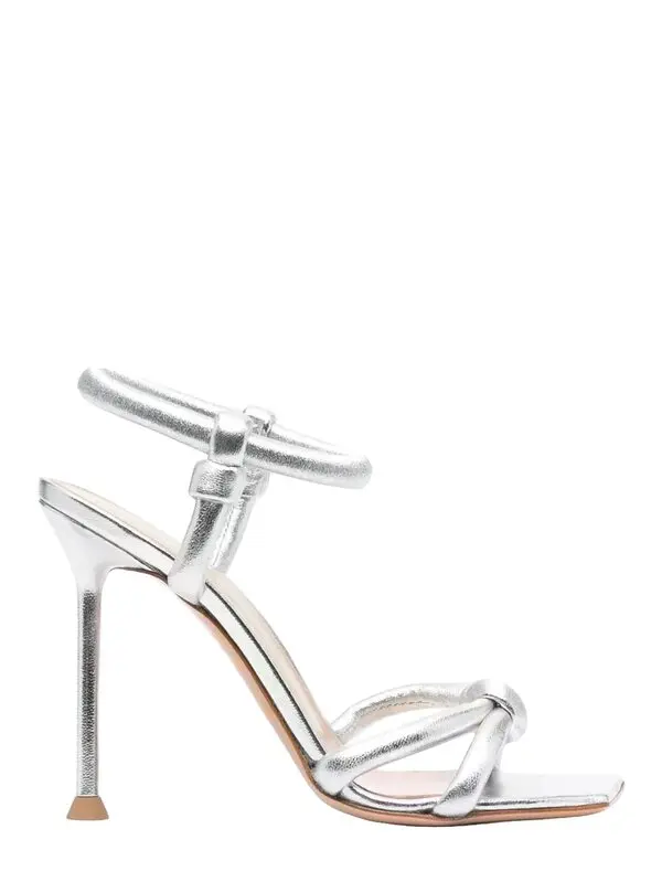 GIANVITO ROSSI Juno Metallic Stiletto Sandals - Grey