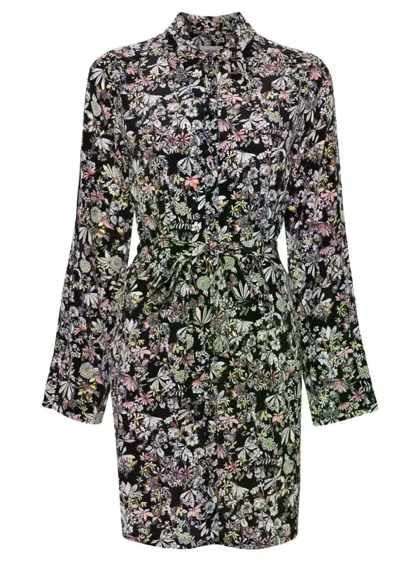 Zadig&Voltaire Botanical Print Silk Shirtdress - Black