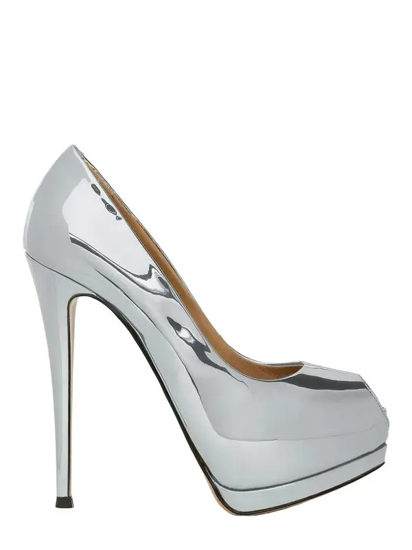 GIUSEPPE ZANOTTI Tone Leather Peep-toe Pumps - Silver