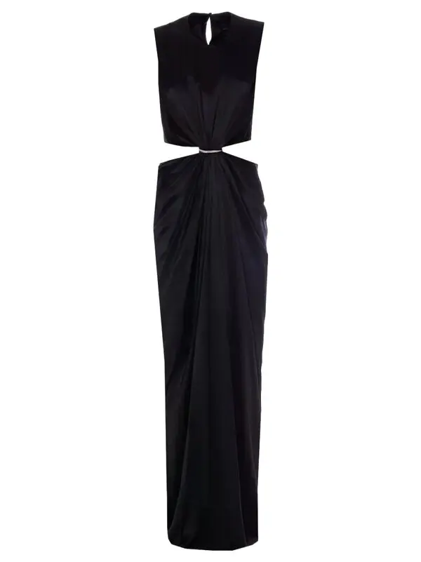 Max Mara Satin Maxi Dress With Cut-out Detailing - Black