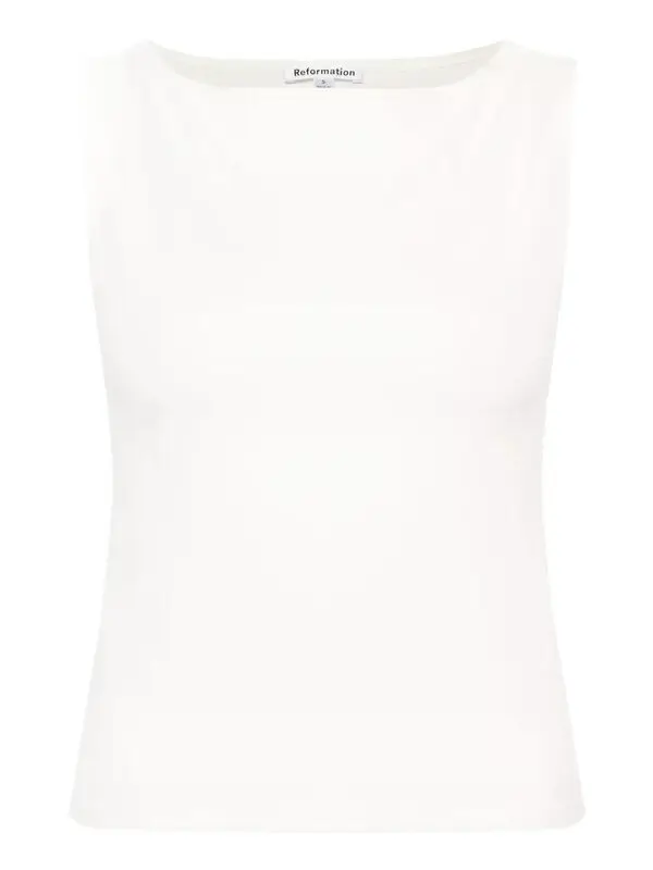 REFORMATION Dusk Boat-neck Sleeveless Top - White