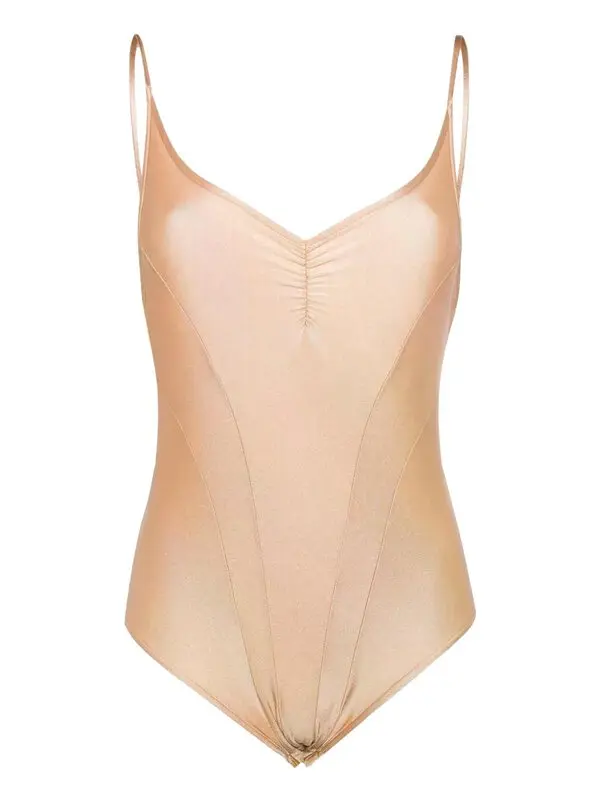 ALAINPAUL V-neck Bodysuit - Brown