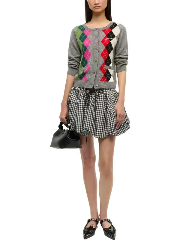 GANNI Argyle-pattern Cardigan - Grey