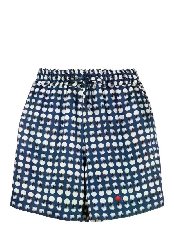 Kiton Spot-print Elastic Shorts - Blue