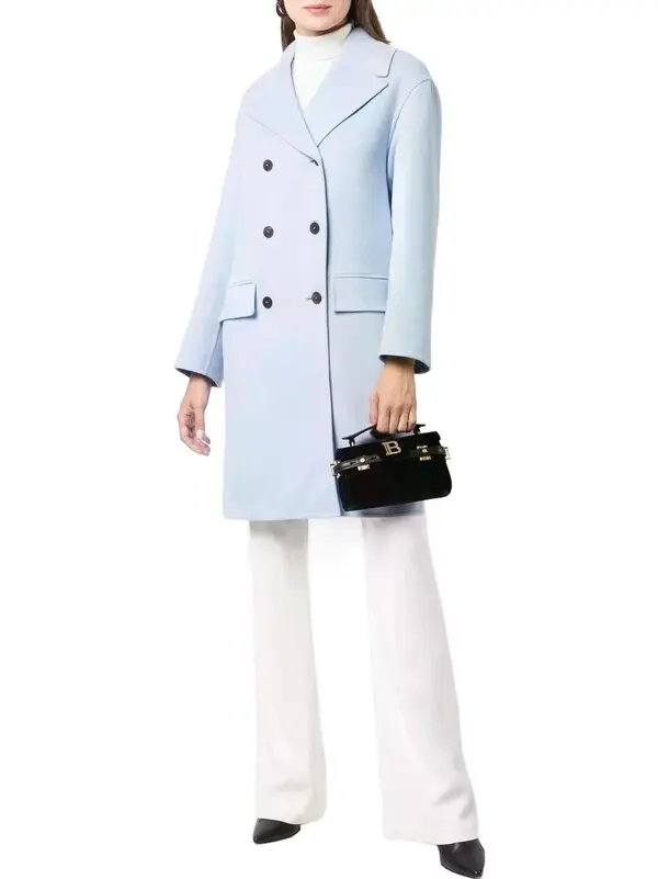 FERRAGAMO Double-breasted Button Coat - Blue