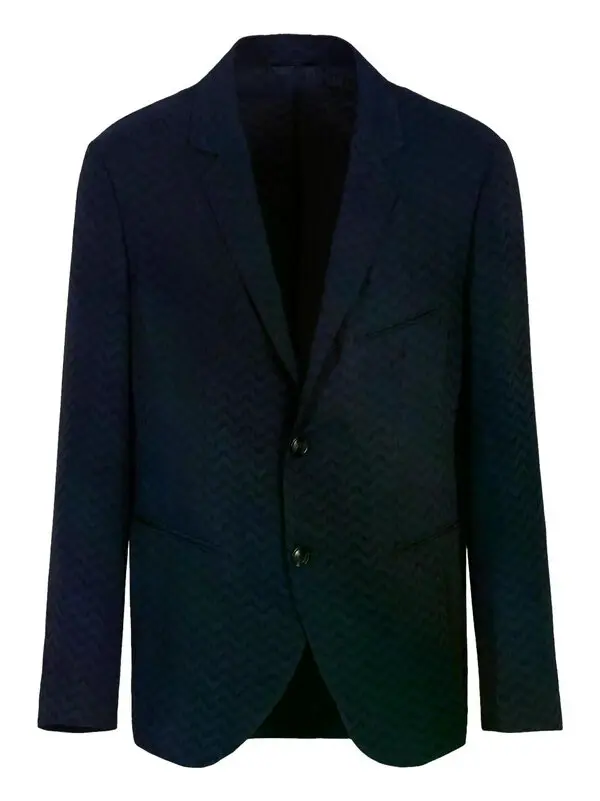 Giorgio Armani Zigzag-print Single-breasted Blazer - Blue