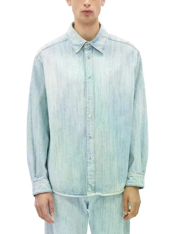 MSGM Washed-denim Overshirt - Blue