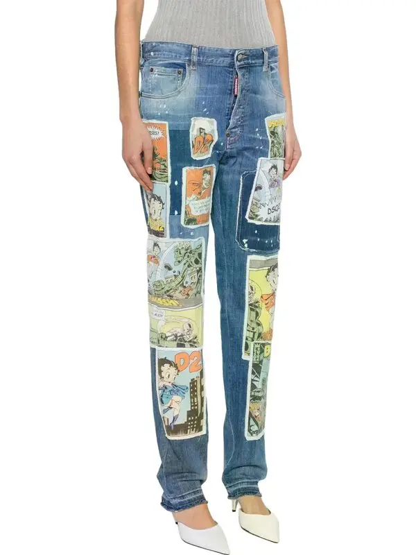 Dsquared2 Straight-leg Jeans With Patch Details - Blue