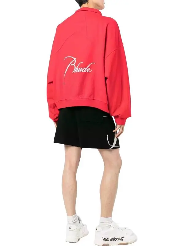 Rhude Embroidered Half-zip Sweatshirt - Red