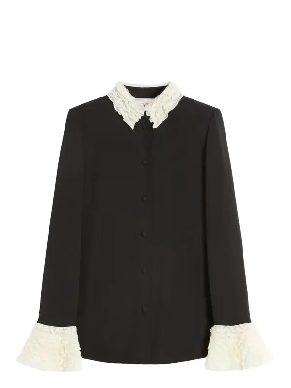 Valentino Garavani Georgette Shirt With Contrasting Ruffled Detailing - Black