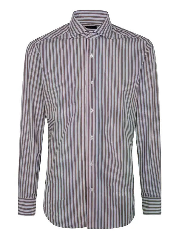 BARBA NAPOLI Striped Shirt - Brown