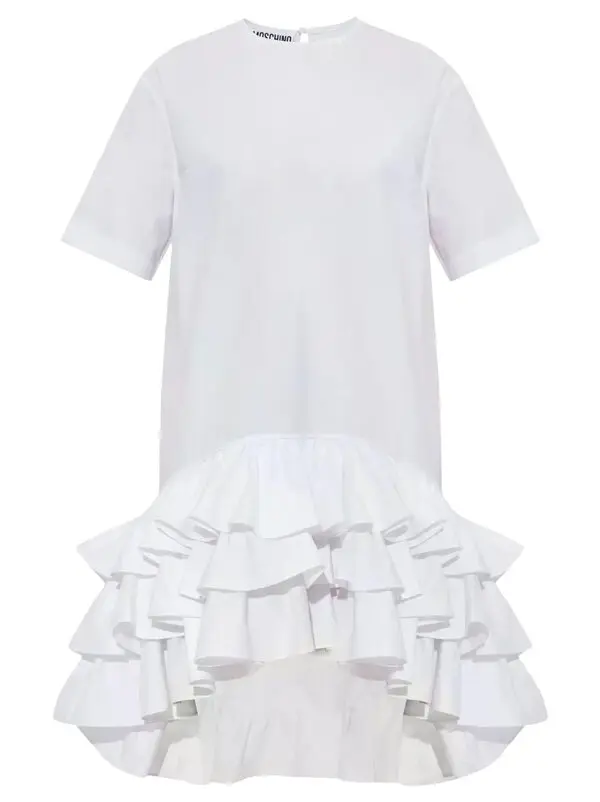 Moschino Asymmetric Ruffled Crewneck Dress - White