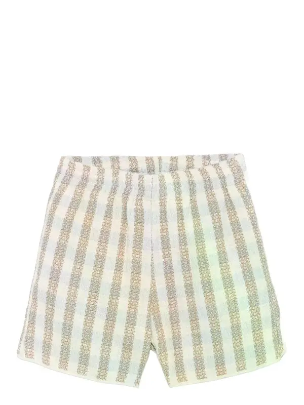 BLUE SKY INN Checked Bouclé Shorts - Neutrals