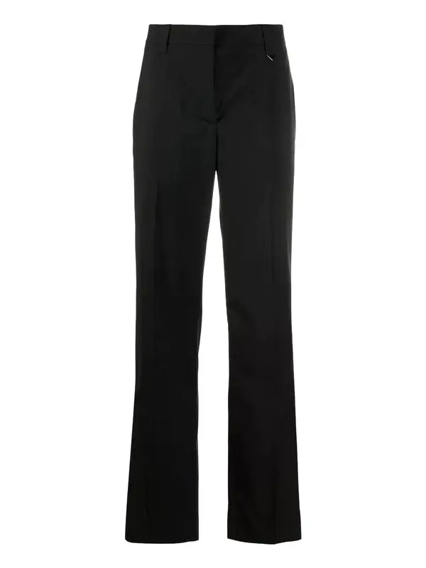 Prada Tailored Logo-plaque Trousers - Black
