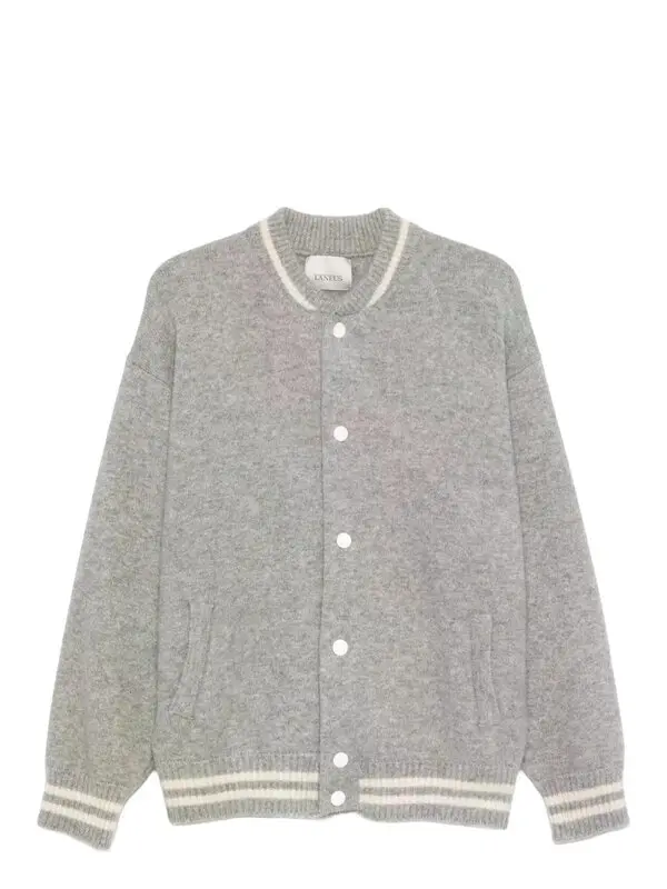 LANEUS Knitted Bomber Jacket - Grey