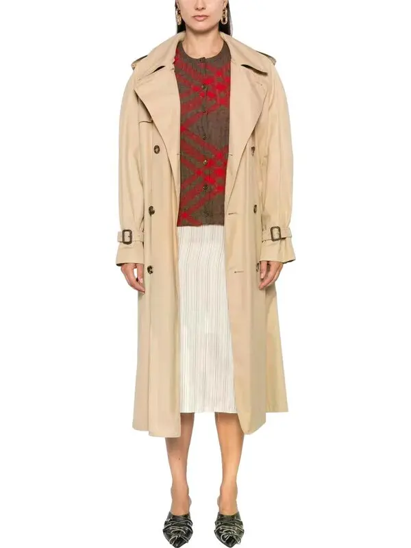 Burberry Checked Ribbed Knit Cardigan - Red