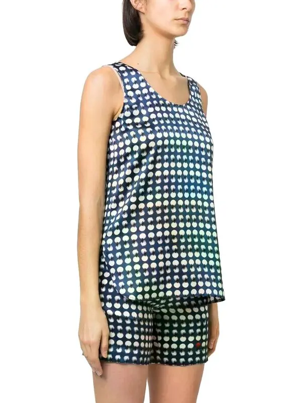 Kiton Polka-dot Silk Sleeveless Top - Blue