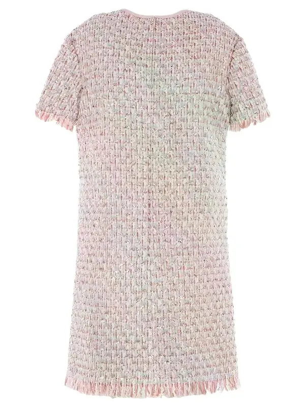 Valentino Garavani Embellished Button Tweed Mini Dress - Pink