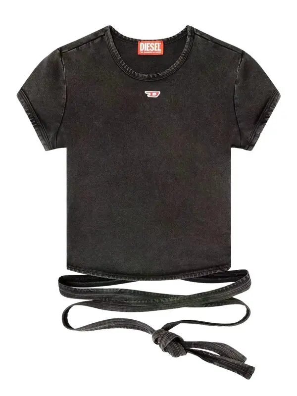 DIESEL® T-bunny-tail-r1 T-shirt With Tie Waist - Black