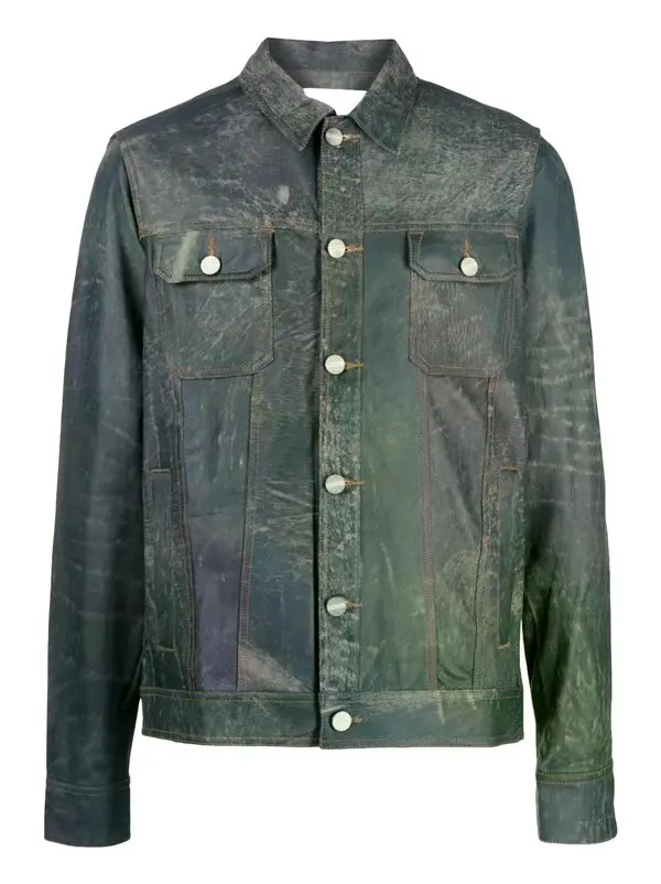 PRIVATE STOCK LABS The François Distressed-effect Leather Jacket - Blue