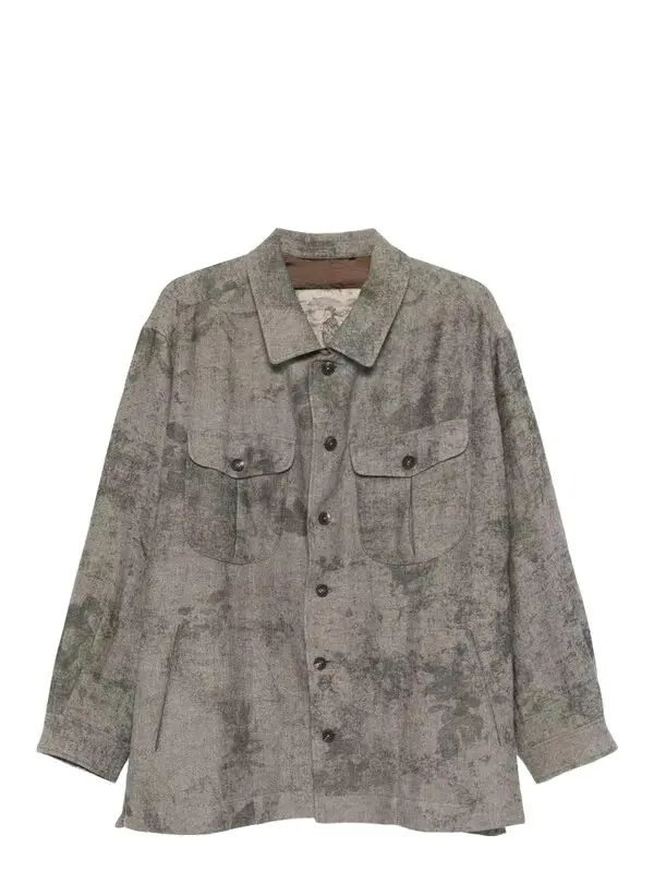 ZIGGY CHEN Herringbone-pattern Shirt - Grey