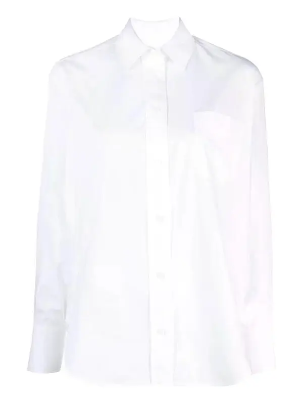 Victoria Beckham Organic Cotton Logo Embroidered Shirt - White