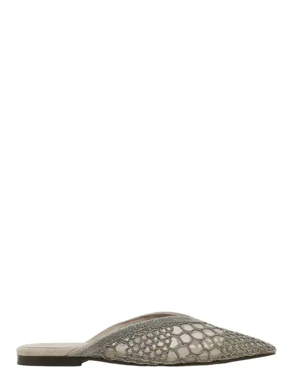 Brunello Cucinelli Monili-embellished Suede Mules - Brown