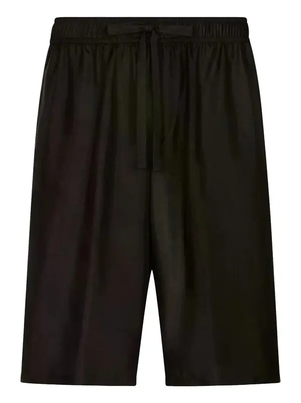 Dolce & Gabbana Embroidered Silk Track Shorts - Black