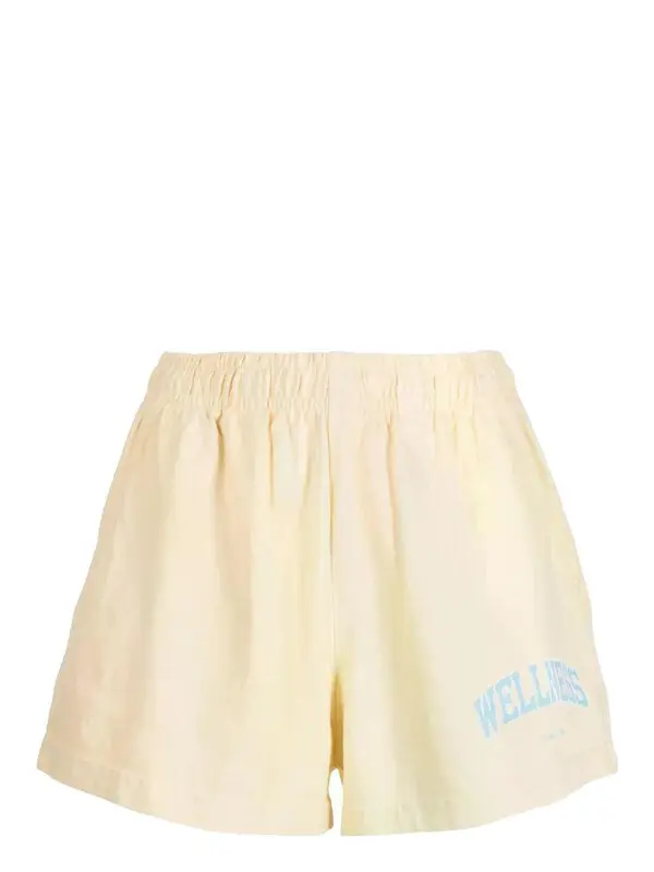 SPORTY & RICH Wellness-print Cotton Shorts - Yellow