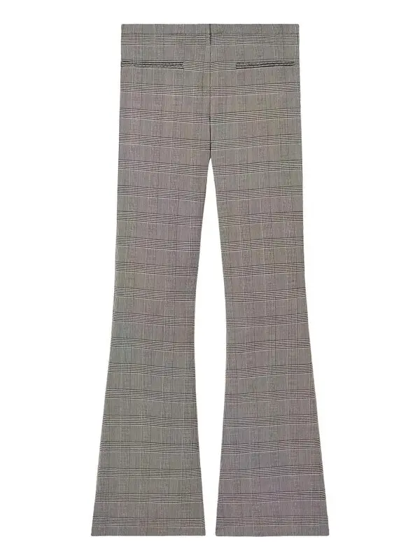 COURREGES Mid-rise Flare Prince Of Wales Check Wool Blend Trousers - Black