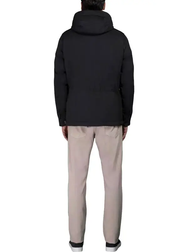 MOORER Padded Jacket With Stand-up Collar And Hood - Blue