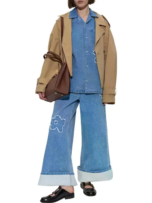 Marni Floral Motif Denim Shirt - Blue