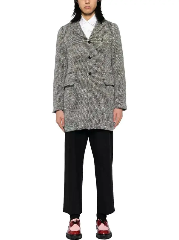 Comme Des Garçons Herringbone Tweed Single-breasted Coat - Grey