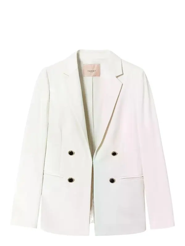 TWINSET Jewelled-button Double-breasted Blazer - White