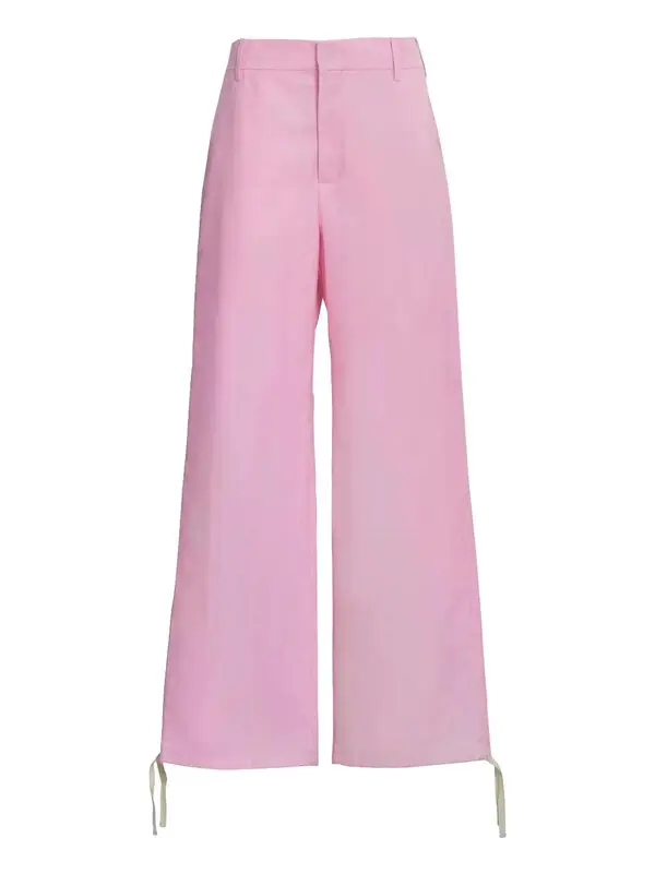 Marni Embroidered Logo Straight-leg Trousers - White