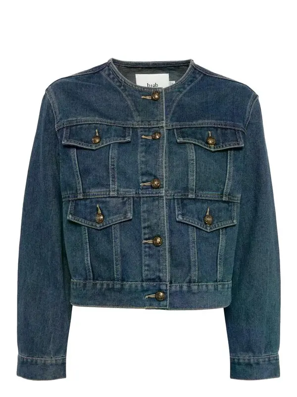 B+AB Collarless Denim Jacket - Blue