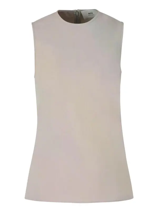 AMI Paris Crepe Tank Top - Neutrals
