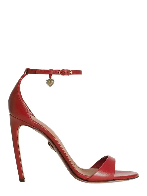 Dolce & Gabbana Leather Stiletto Heeled Sandals - Red