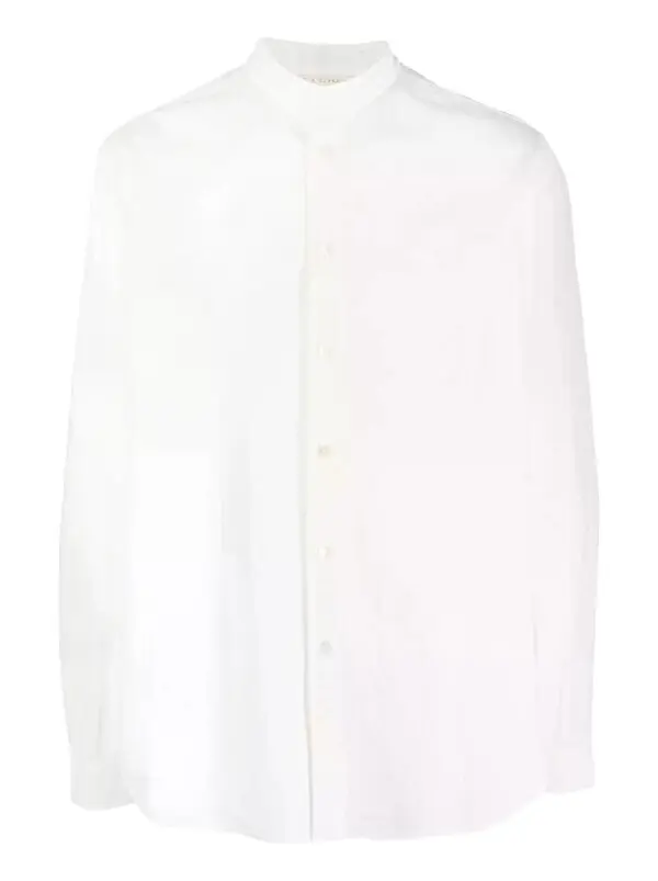 FORME D'EXPRESSION Band-collar Cotton Shirt - White