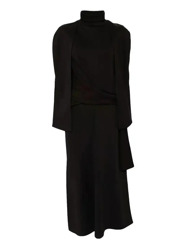 Goen.j Knot Detailed Cape-effect Dress - Brown