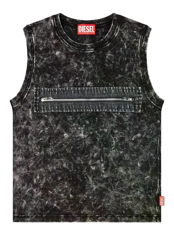 DIESEL® T-arted Tank Top With Zip Fastening - Black