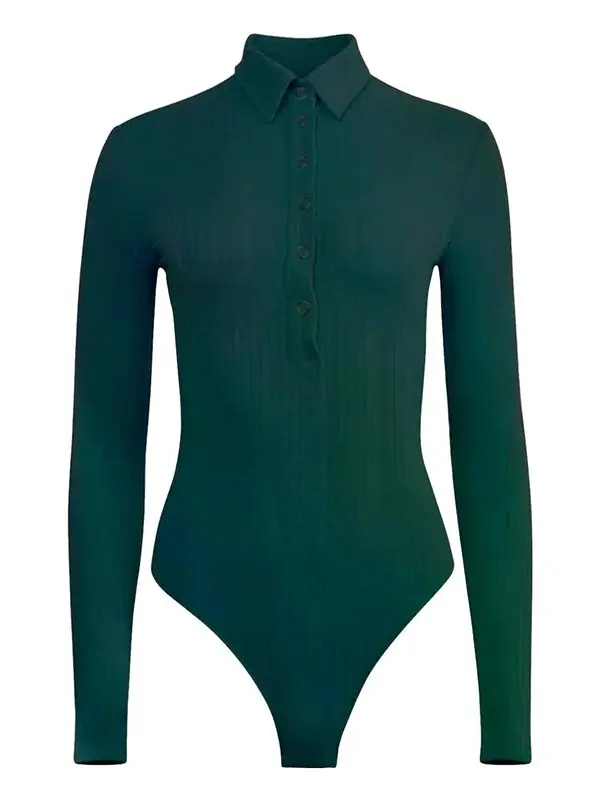 FLEUR DU MAL Ribbed-knit Bodysuit - Green