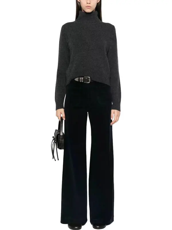 NILI LOTAN Hollyn Fine Knit Lambswool Roll Neck Sweater - Grey