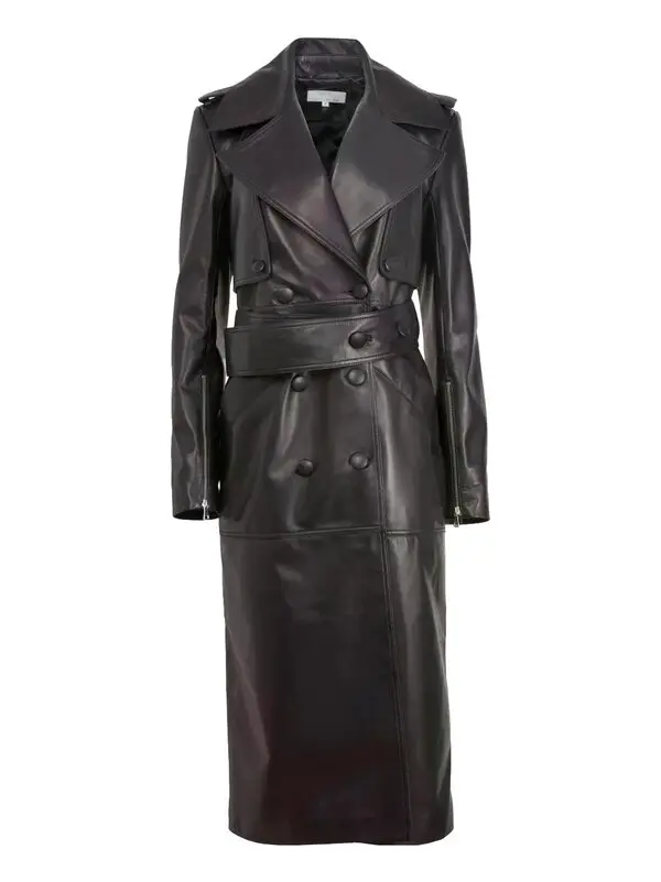 FLEUR DU MAL Moto Leather Trench Coat - Black
