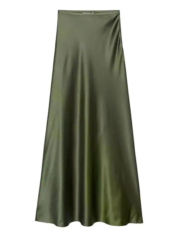 ATU BODY COUTURE Khaki Satin Maxi Skirt - Green