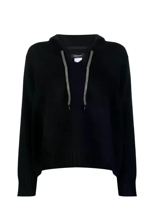Fabiana Filippi V-neck Hooded Jumper - Black